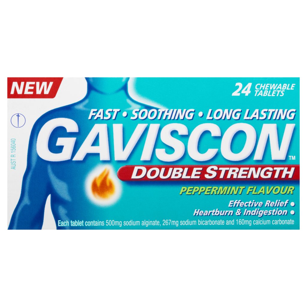 Buy Gaviscon Double Strength Chewable Tablets Peppermint Flavour (Pack ...